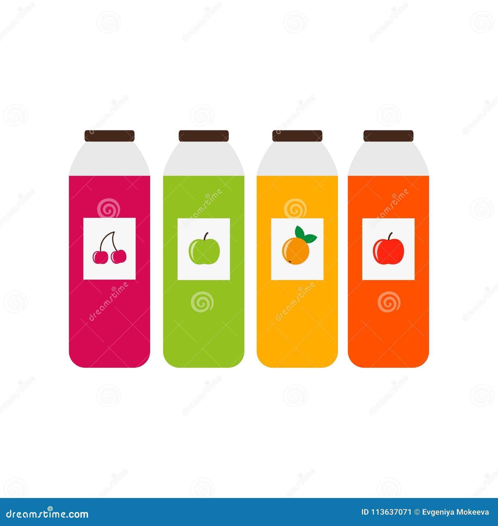 Set of Differents Juice Bottles. Stock Vector - Illustration of fruit ...