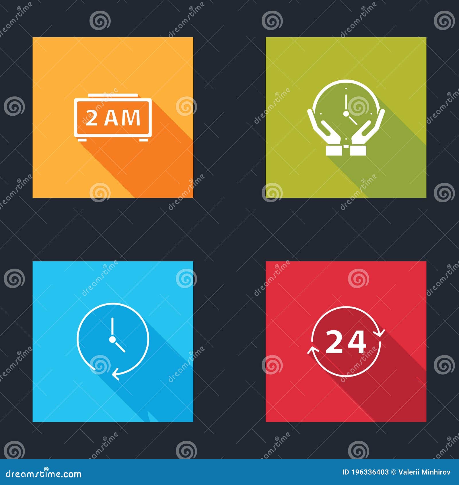 Set Digital Alarm Clock, Clock, and 24 Hours Icon. Vector Stock Vector ...