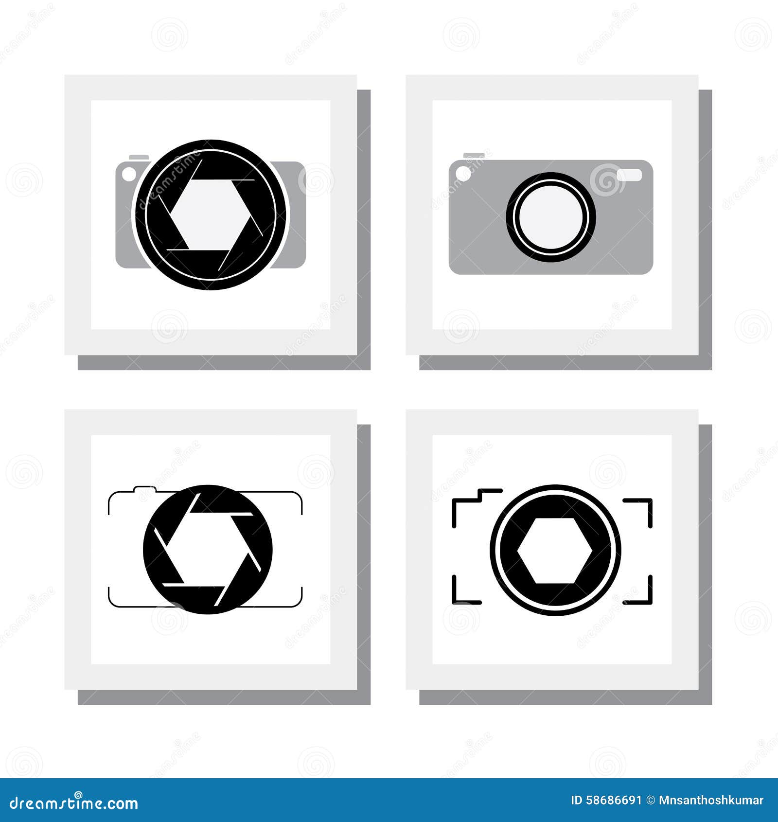 Set of Digital Camera or Point and Shoot Camera - Vector Icons Stock ...