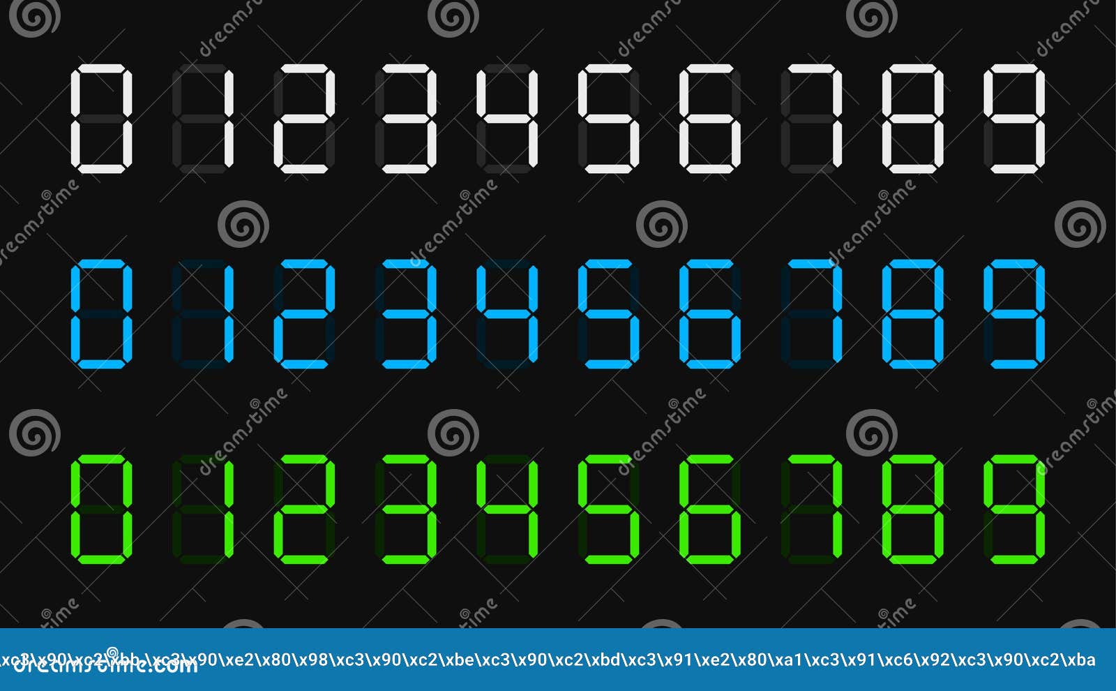 Set of Digital Clock Digits. Digits of a Calculator or Electronic ...