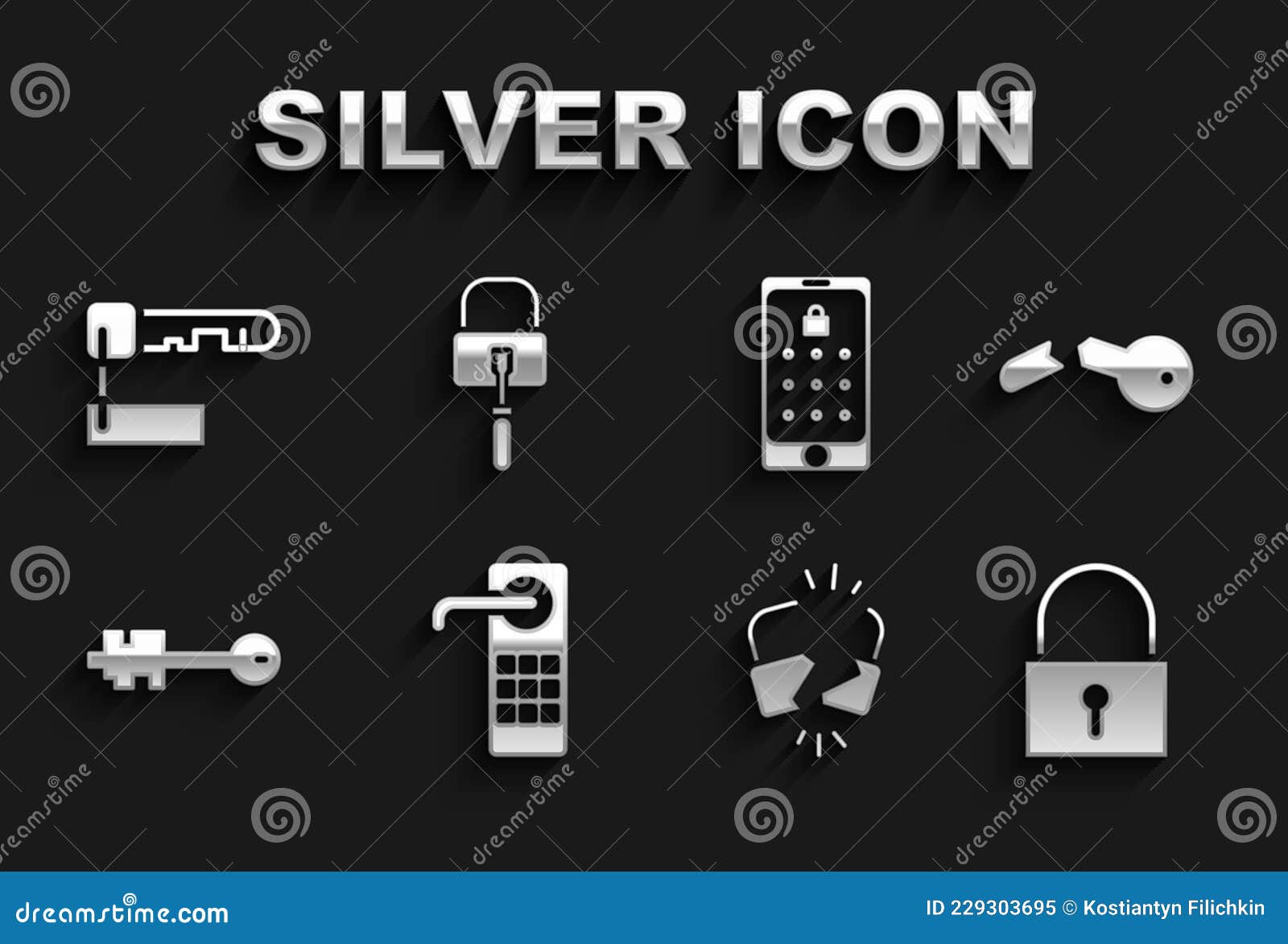 Set Digital Door Lock, Broken Key, Lock, Cracked, Old, Mobile and ...