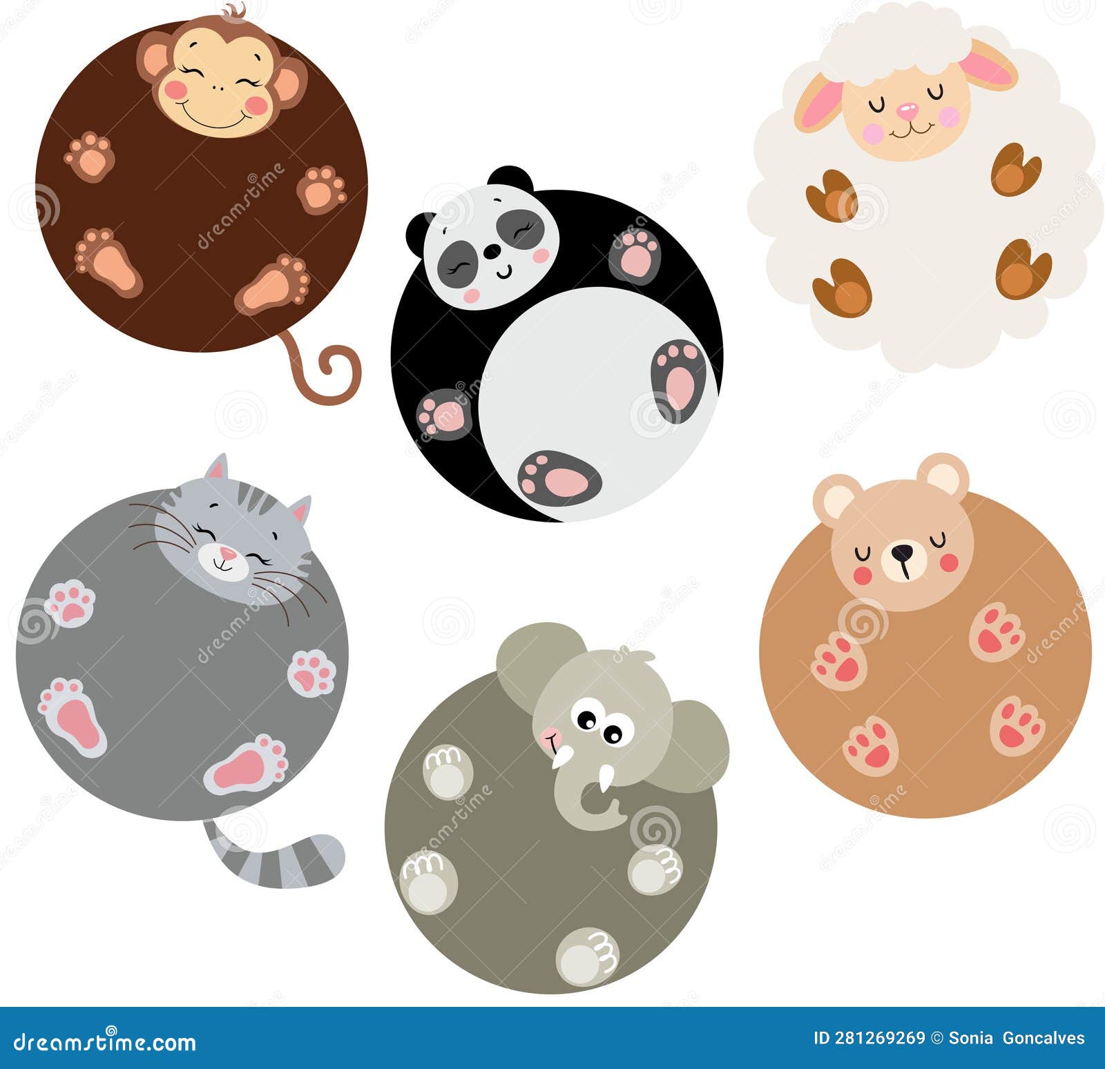 Round Animals Frames Isolated On White.cdr Vector Illustration ...