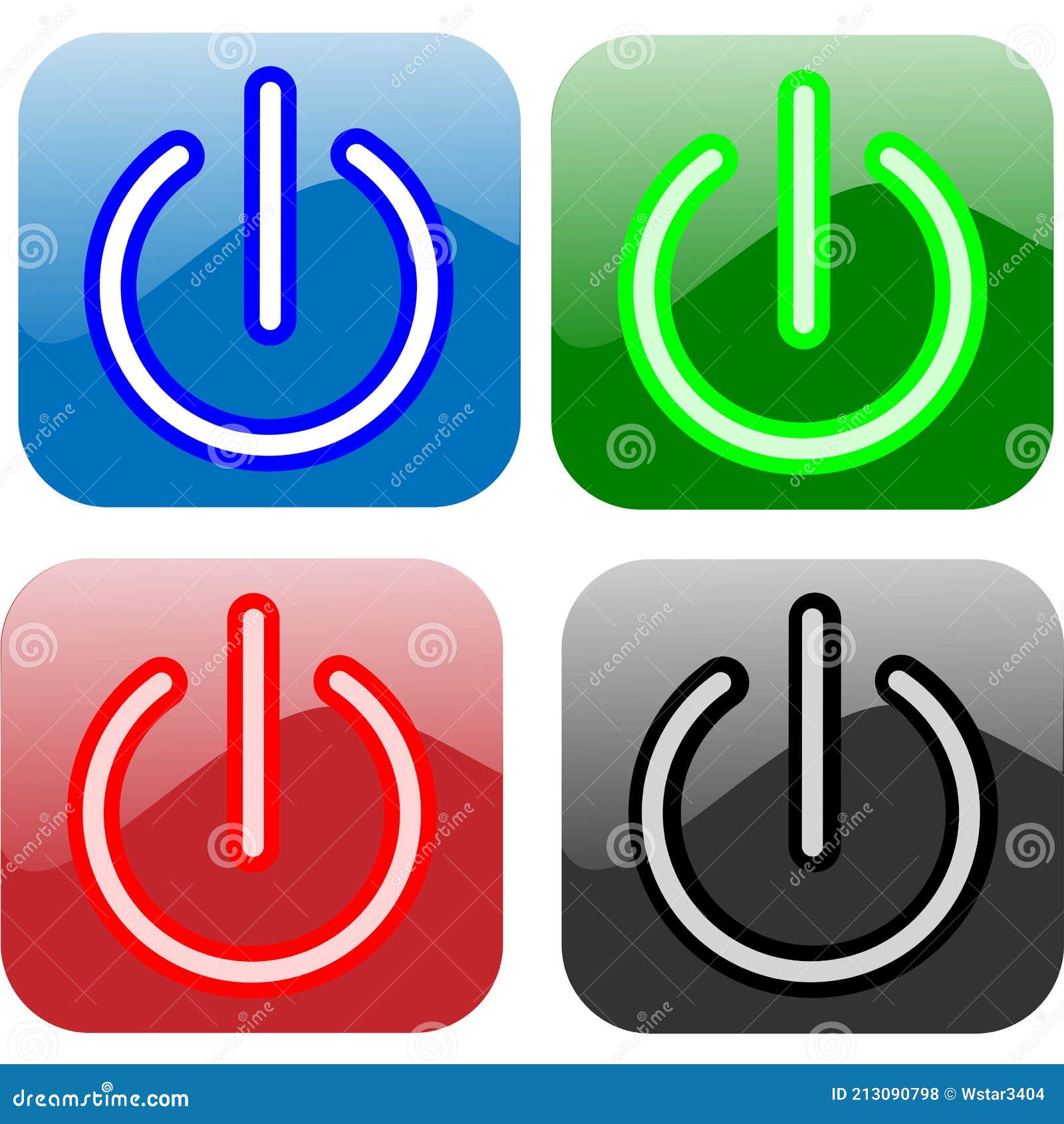 Set of Digital Glowing Power Button for Computer and Technology Use ...