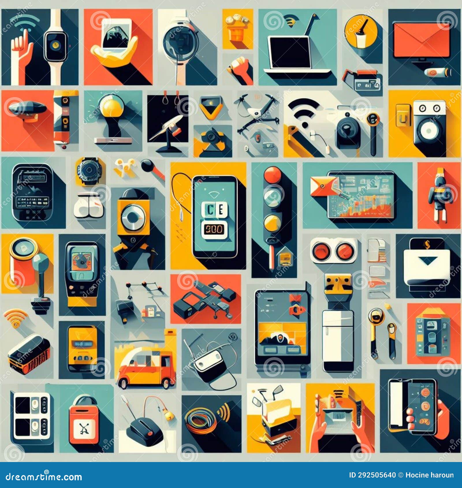 Internet Connection and Electronic Devices Stock Illustration ...