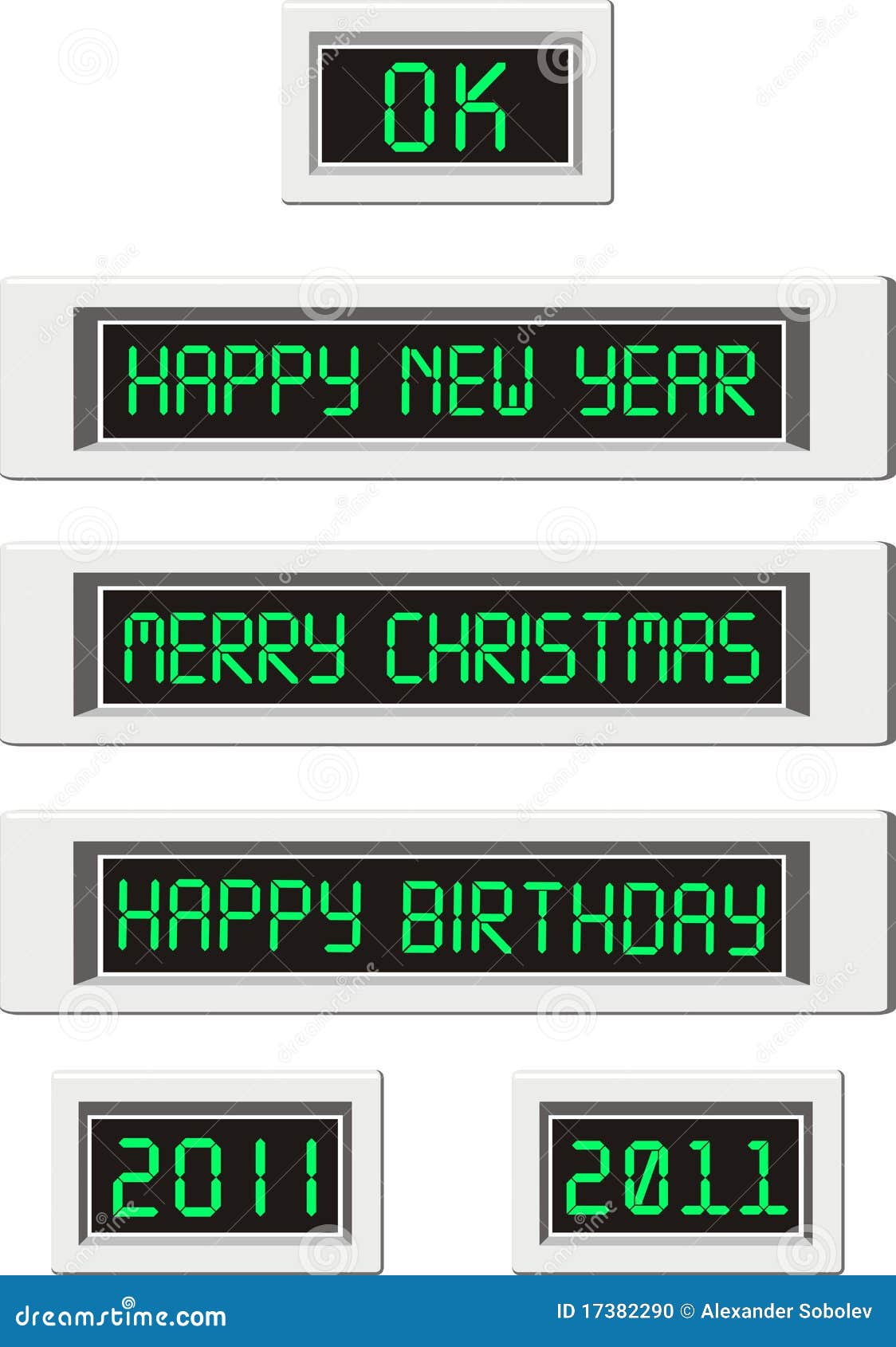 Set of Digital LCD Displays Stock Vector - Illustration of sign, office ...