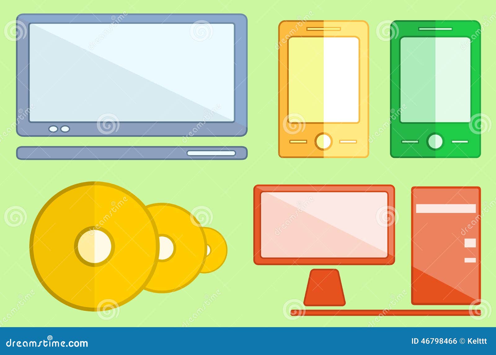 Set Digital Objects on Flat Style Stock Vector - Illustration of ...