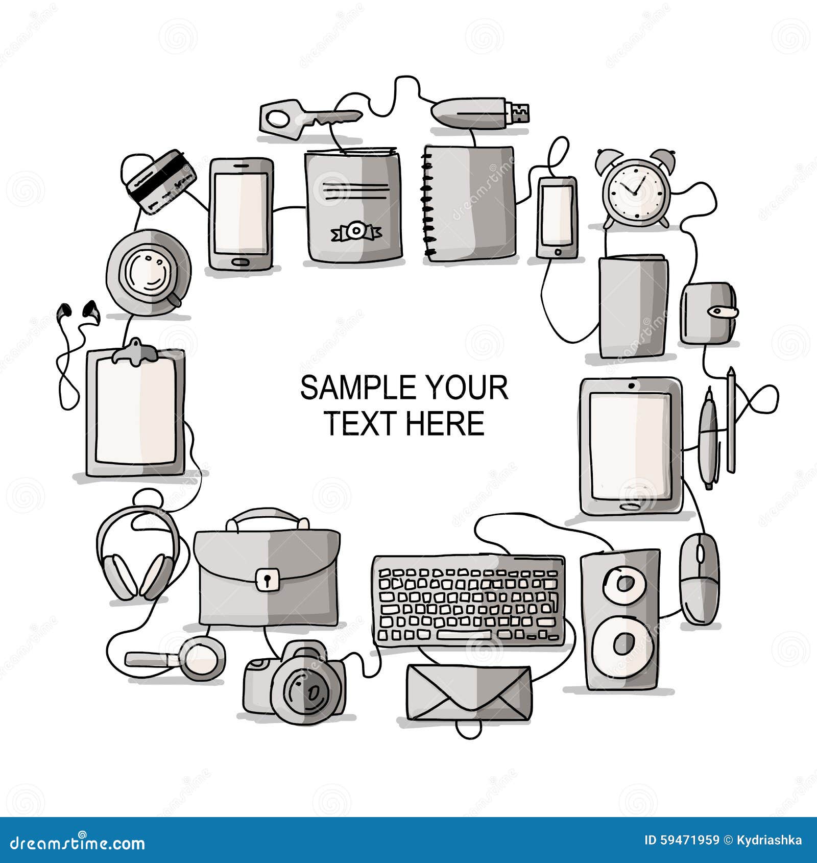 Set of Digital Office Devices. Sketch for Your Design Stock Vector ...