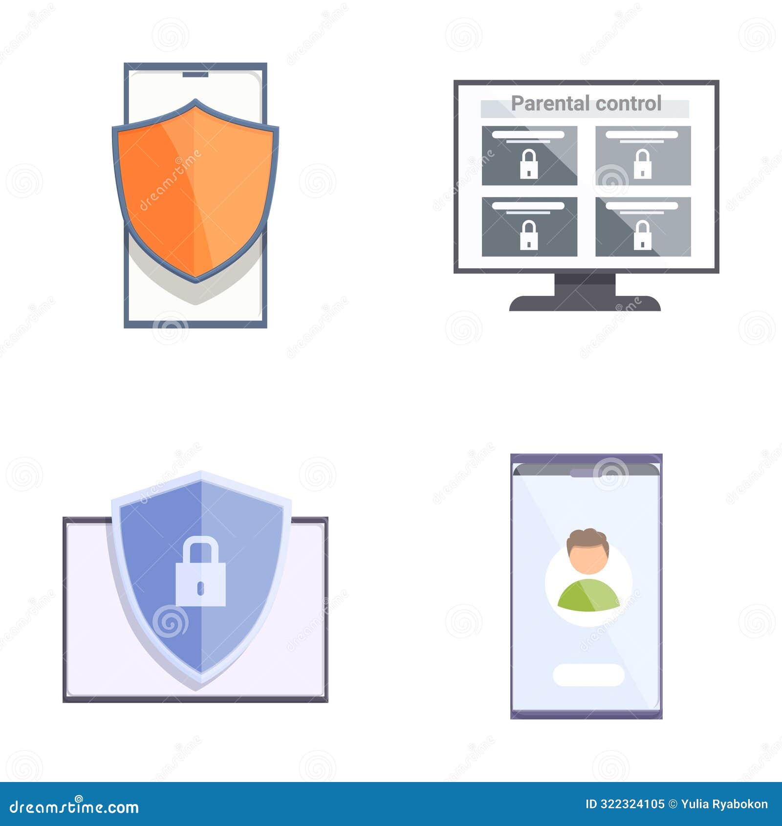 Set of Digital Security Icons Stock Vector - Illustration of ...