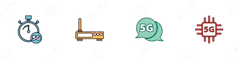 Set Digital Speed Meter 5G, Router and Wi-fi Signal, Network and ...