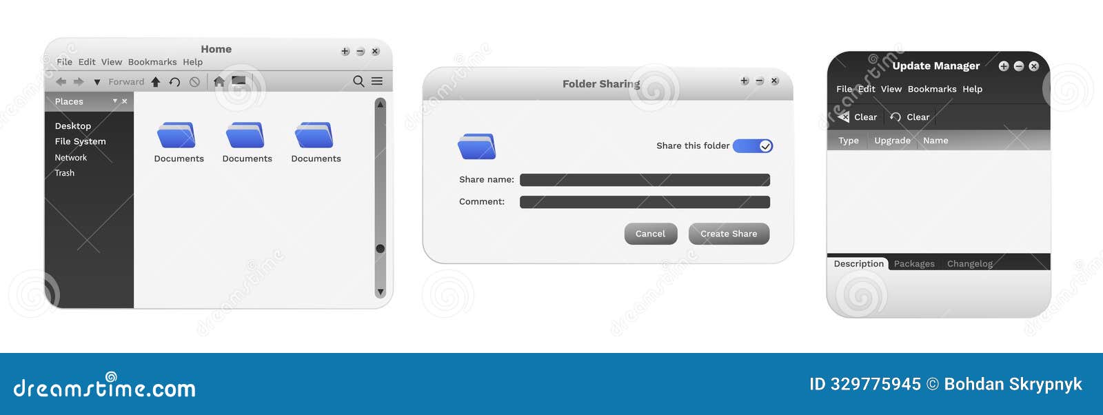 Modern Explorer Interface For Computer. File Manager Panel In Green ...