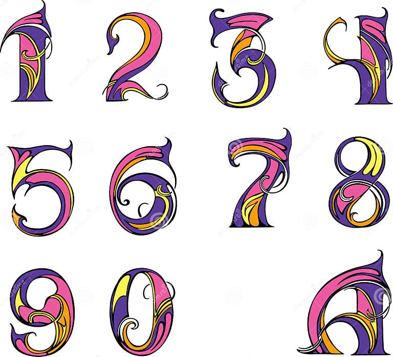Set of digits stock vector. Illustration of letter, amount - 26013711