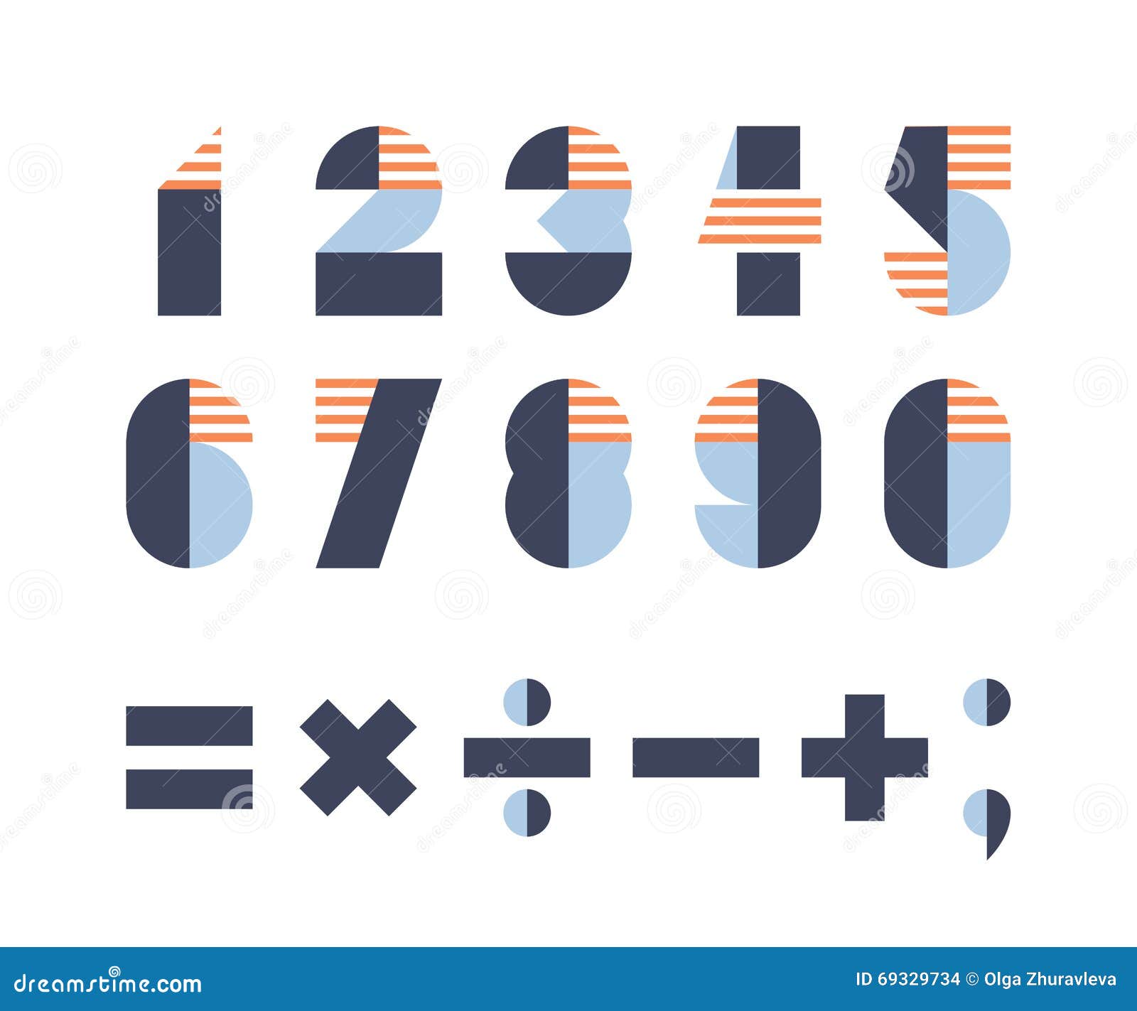 Set of Digits and Mathematical Signs Stock Vector - Illustration of ...