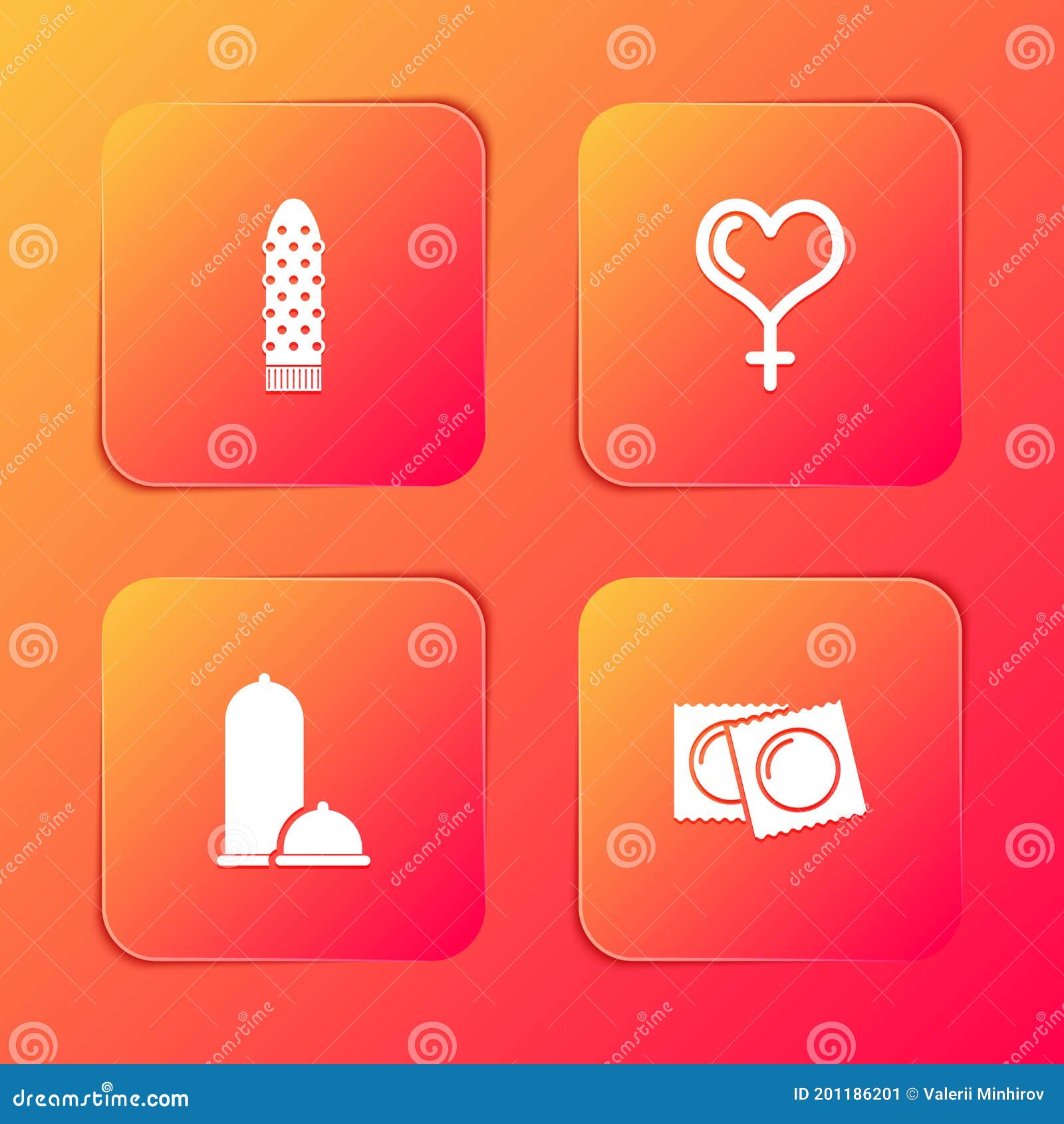 Set Vibrator Female Gender And Heart Condoms Safe Sex And In Package