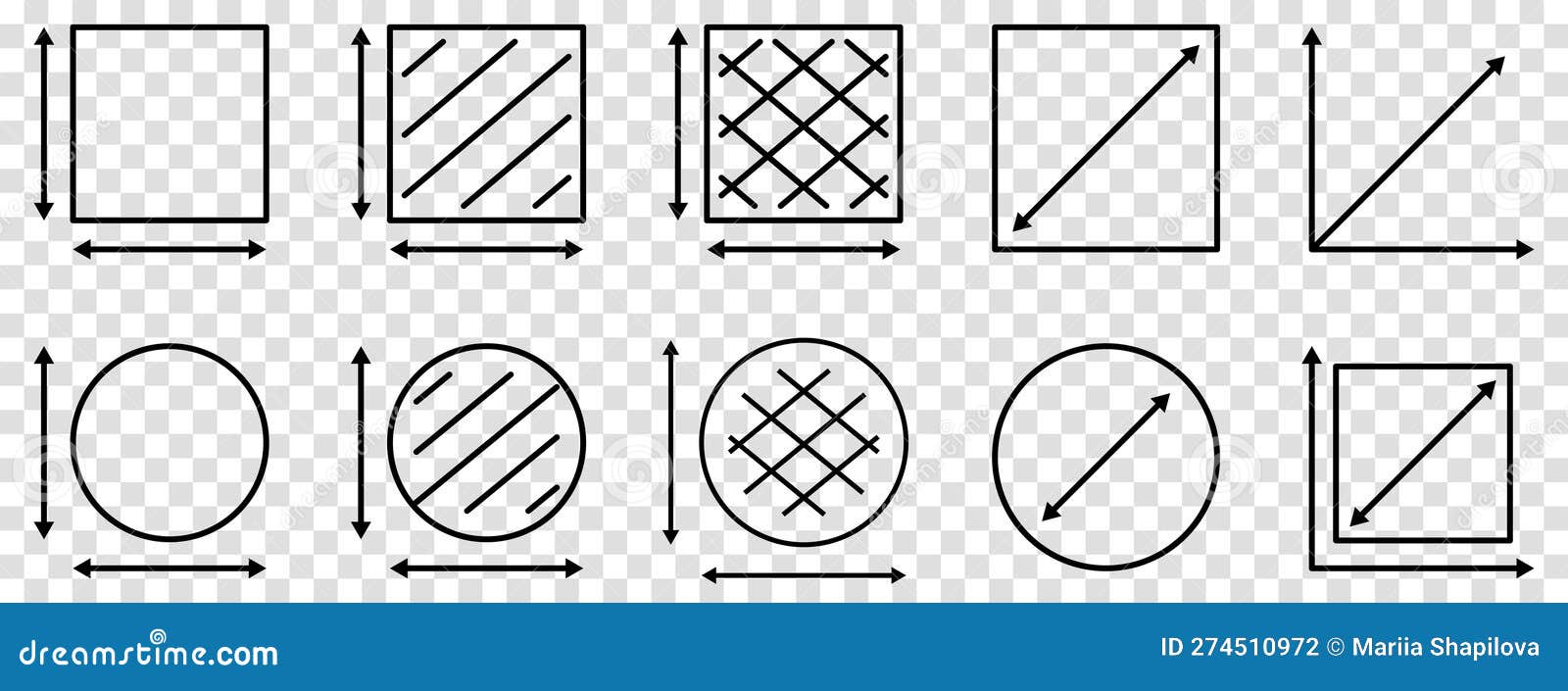 Set of Dimension Outline Icons Stock Vector - Illustration of depth ...