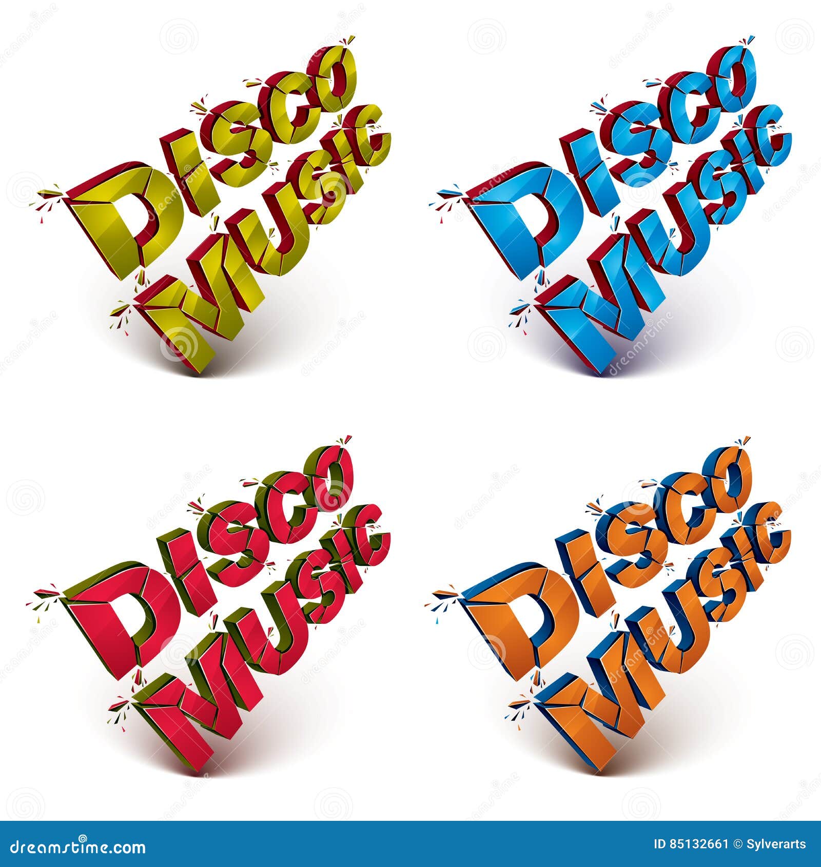 Set of Dimensional Shattered Vector Rock Word, Contemporary Musical ...