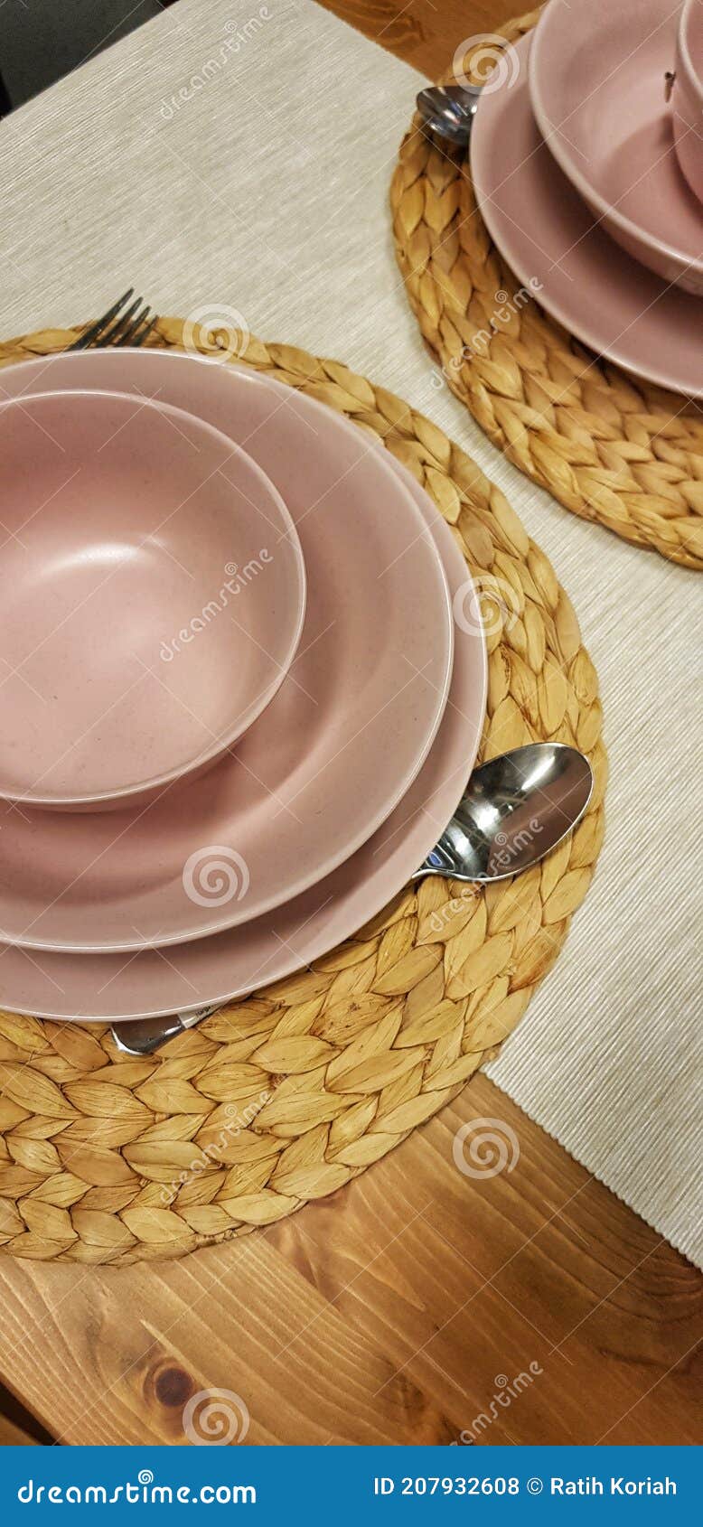 A Set of Dinner Plates on the Table Stock Photo - Image of breakfast ...