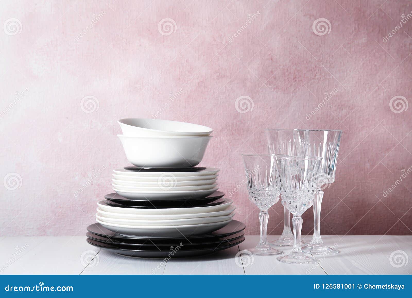 Set of dinnerware on table stock image. Image of cozy - 126581001