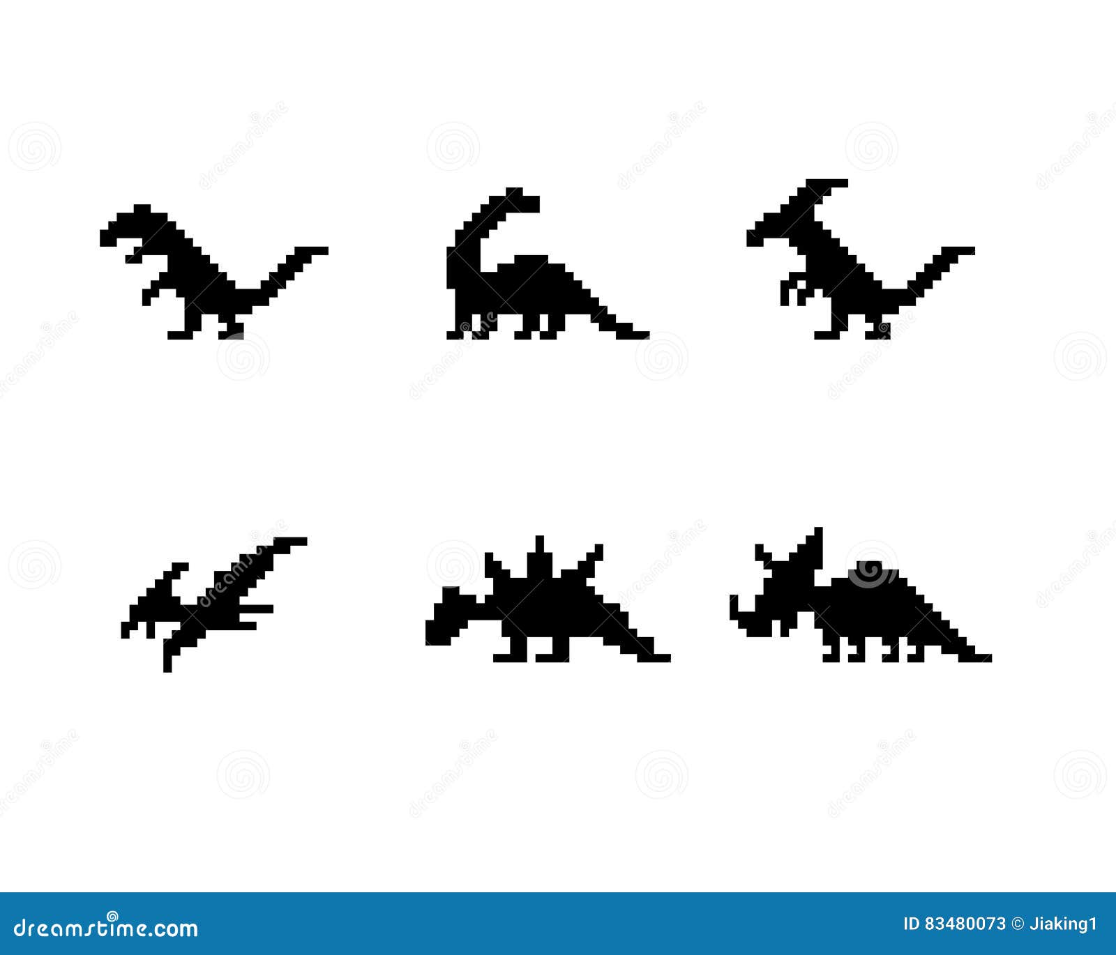 Dinosaur Pixel Art Set. Ancient Animal. Diplodocus And Stegosaurus ...