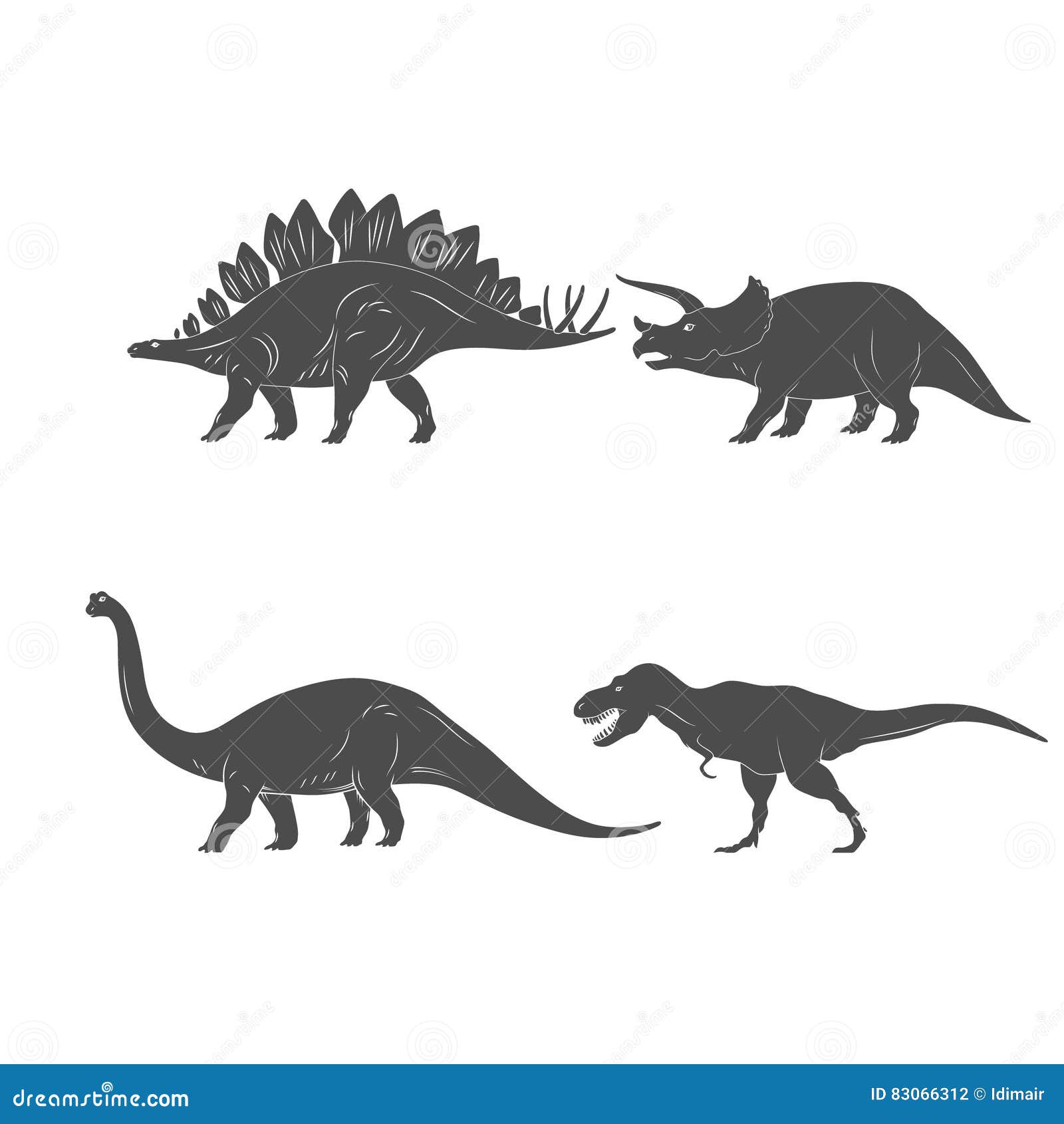 Set of Dinosaurs Illustration Isolated on White Background. Vector ...