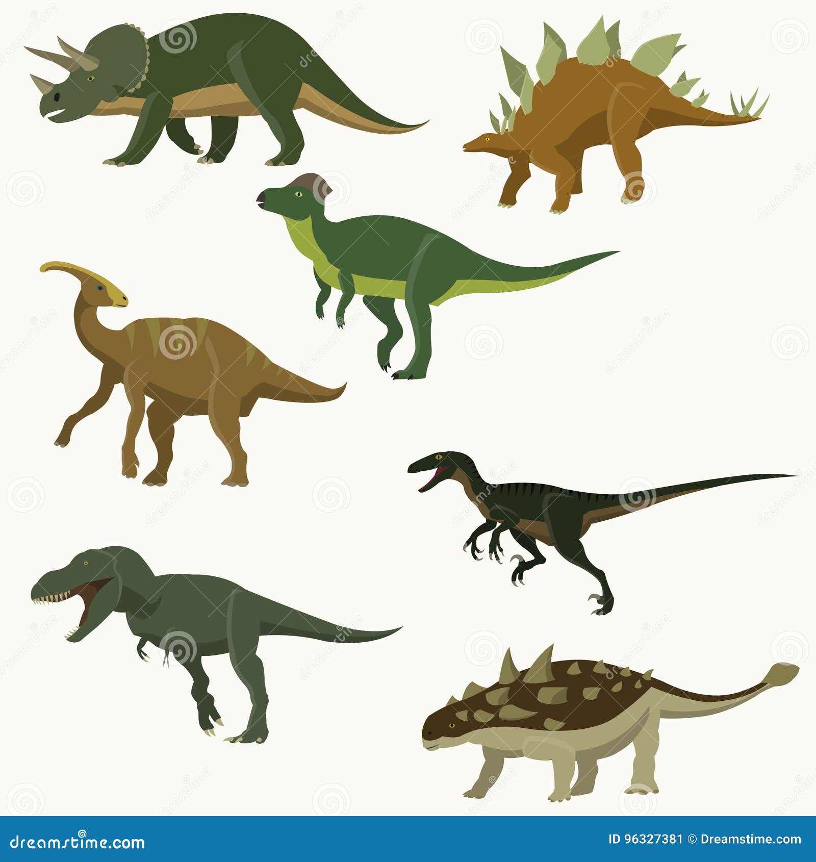 Set of dinosaurs. stock vector. Illustration of character - 96327381