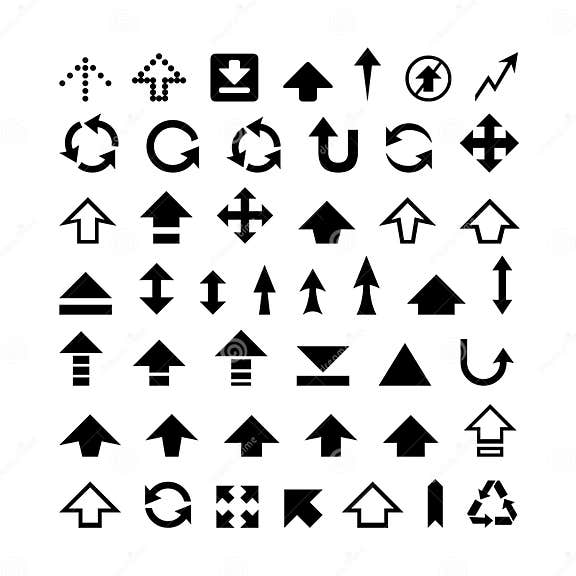 Set of Direction Symbols or Different Arrows on Flat Style for Web ...