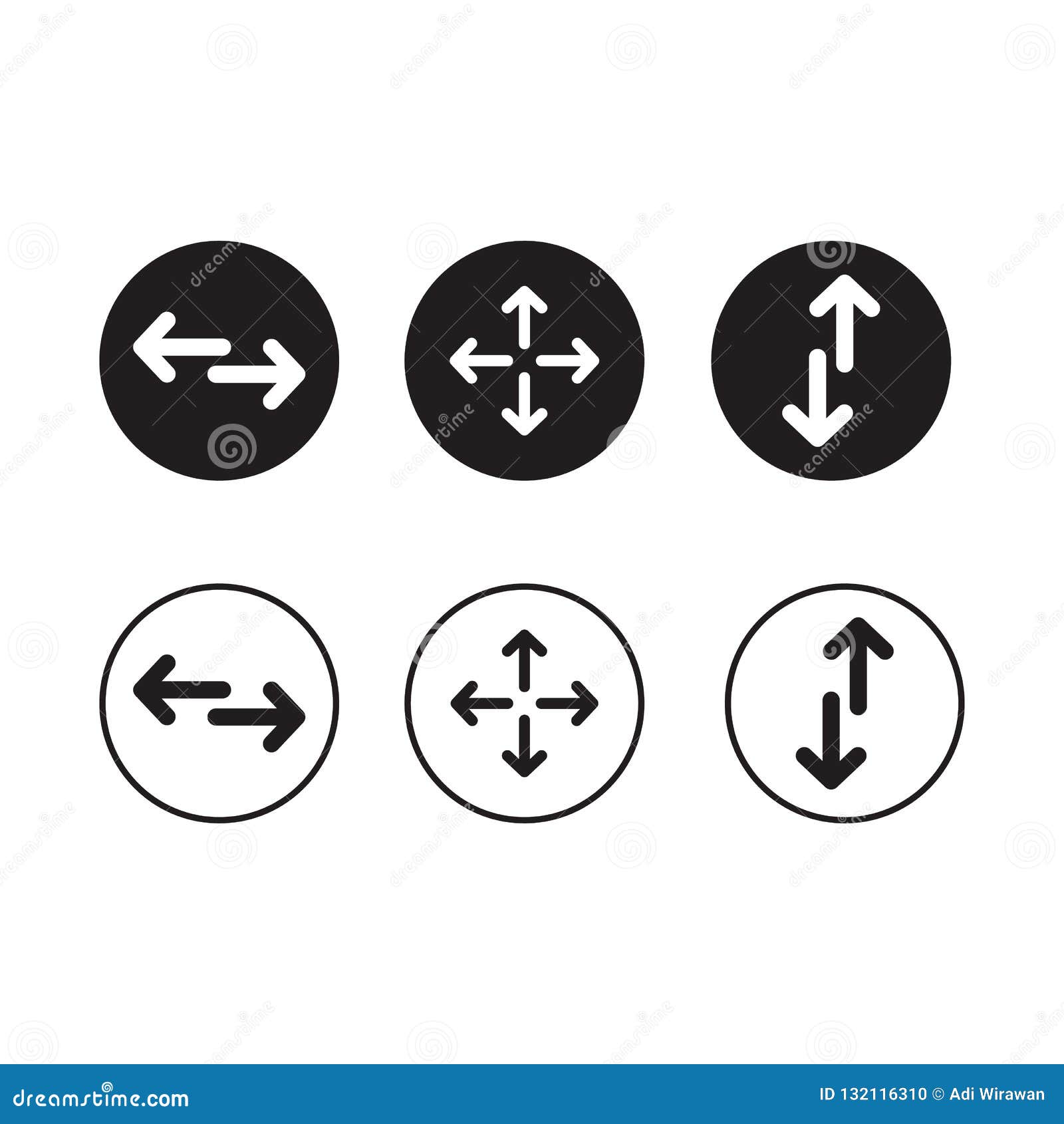 A Set of Directional Arrow Vector Icons in Black and White Stock Vector ...