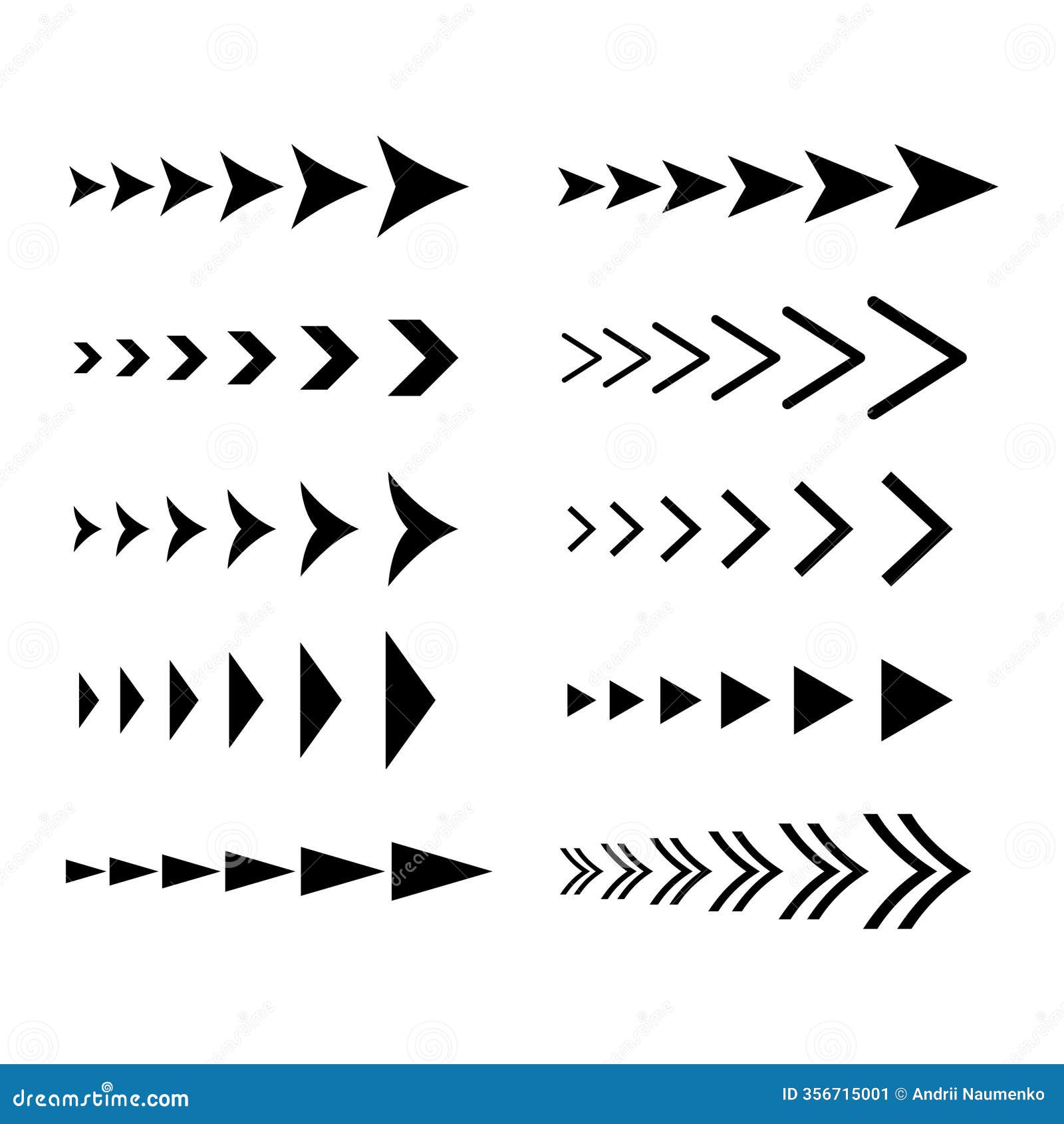 Set of Directional Arrows in Various Styles and Sizes Vector ...