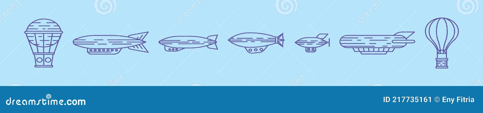 Dirigible In Cartoon Style Stiker On White Background On Isolated ...