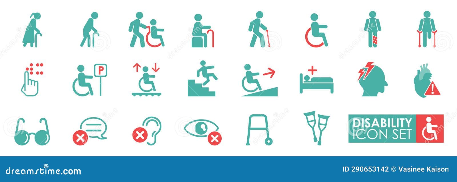Set of Disability. Solid Icon Simple Style Stock Vector - Illustration ...