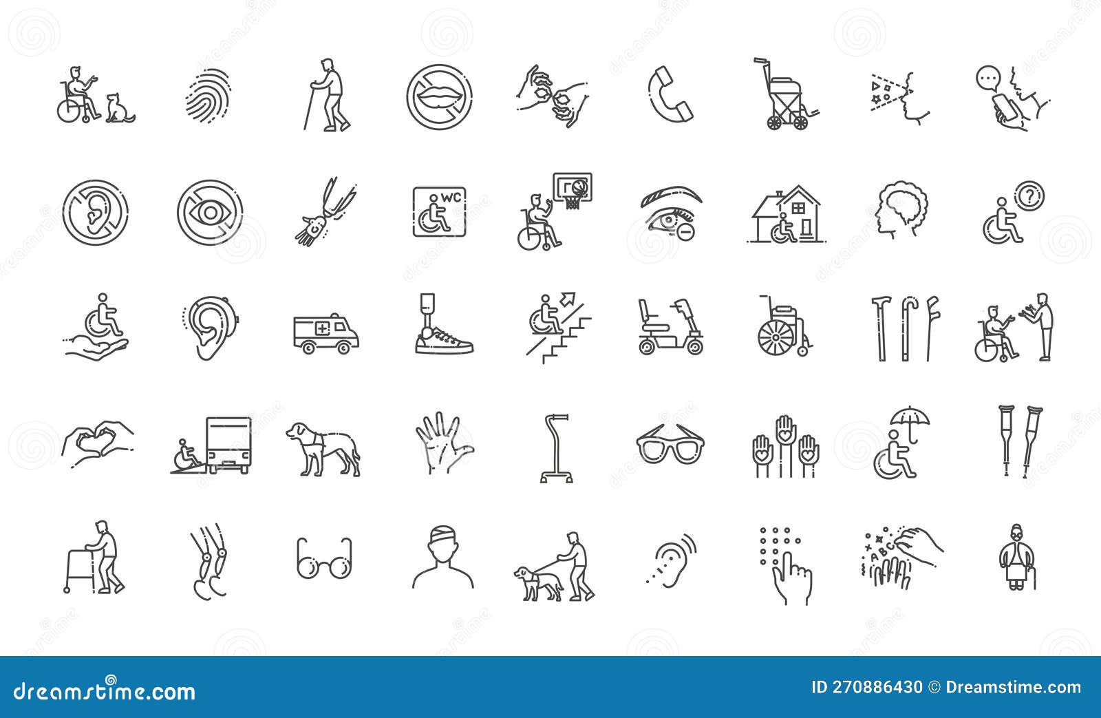 Set of Disability Vector Line Icons Stock Vector - Illustration of ...