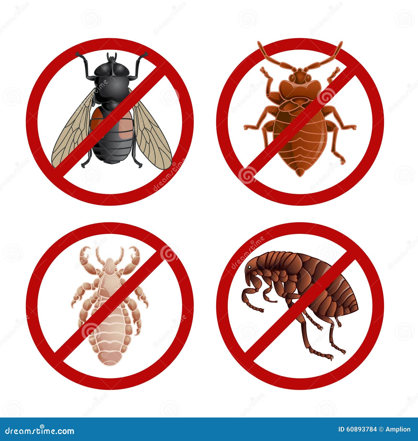 Set of Disable Signs with Pest Insects Stock Vector - Illustration of ...