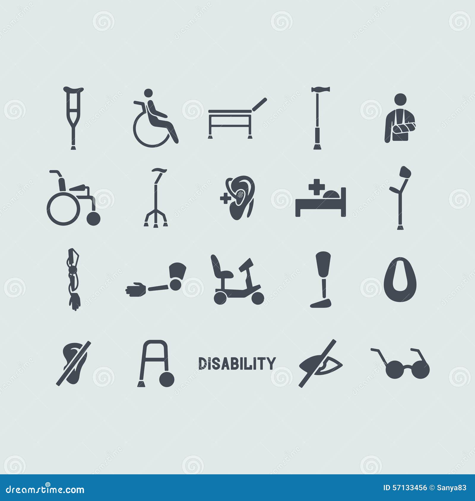 Set of disabled icons stock vector. Illustration of icon - 57133456