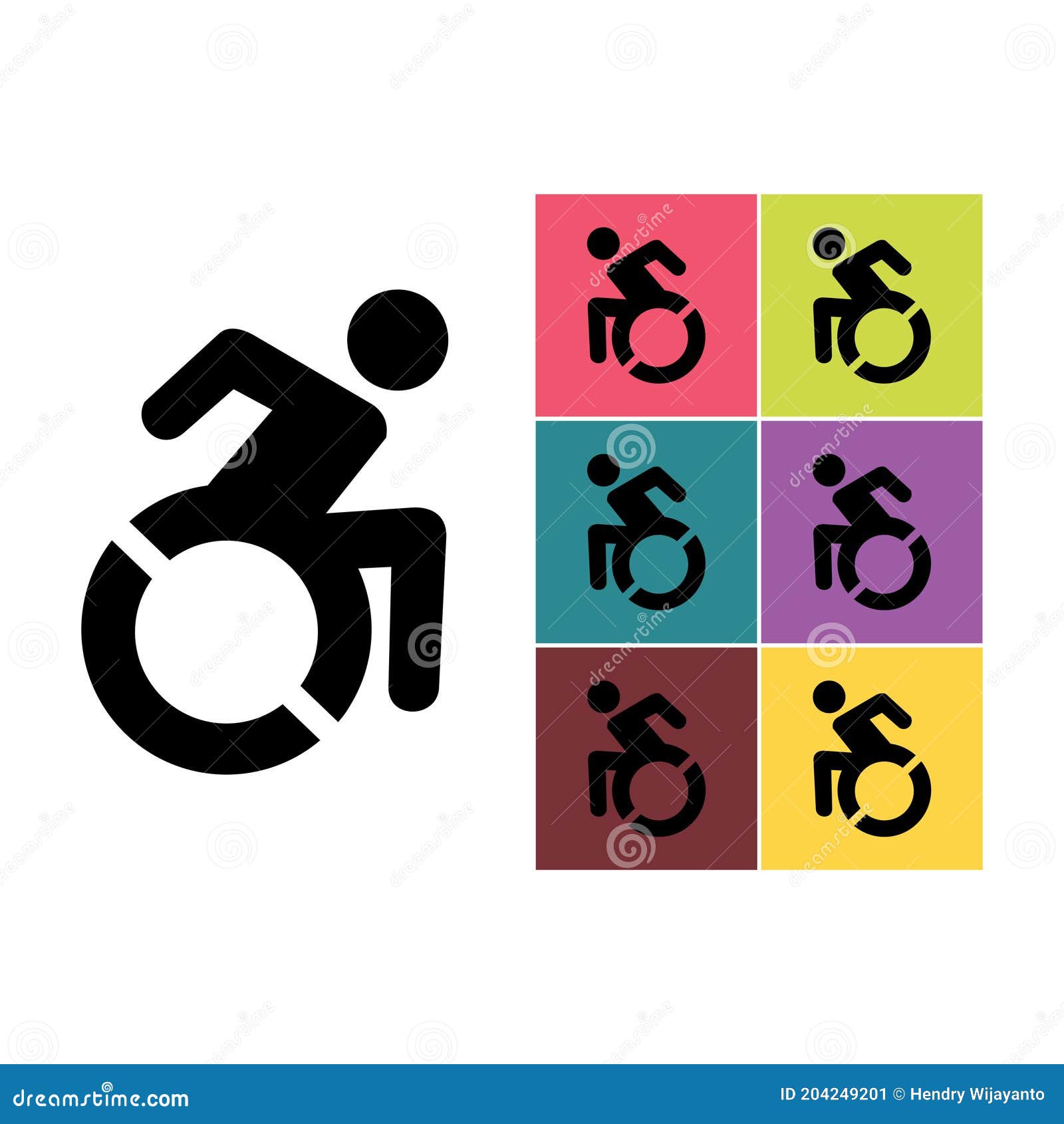 Set of Disabled Person Icon Vector. Symbol for Web Site Computer and ...