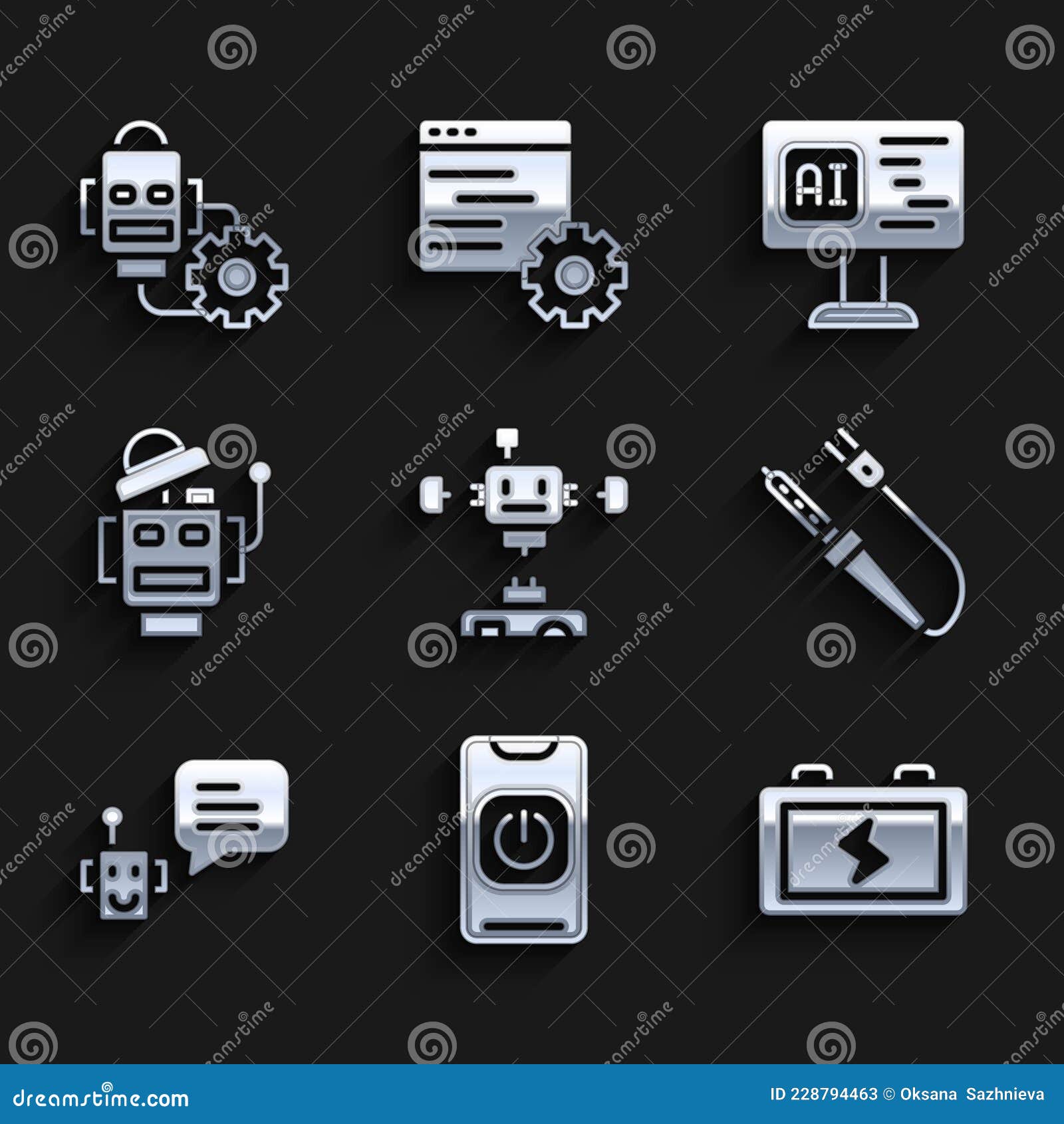 Set Disassembled Robot, Turn Off from Phone, Battery, Soldering Iron ...
