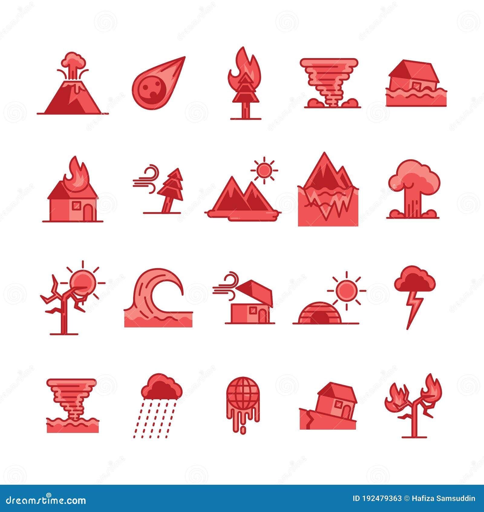 Set of Disaster Icons. Vector Illustration Decorative Design Stock ...