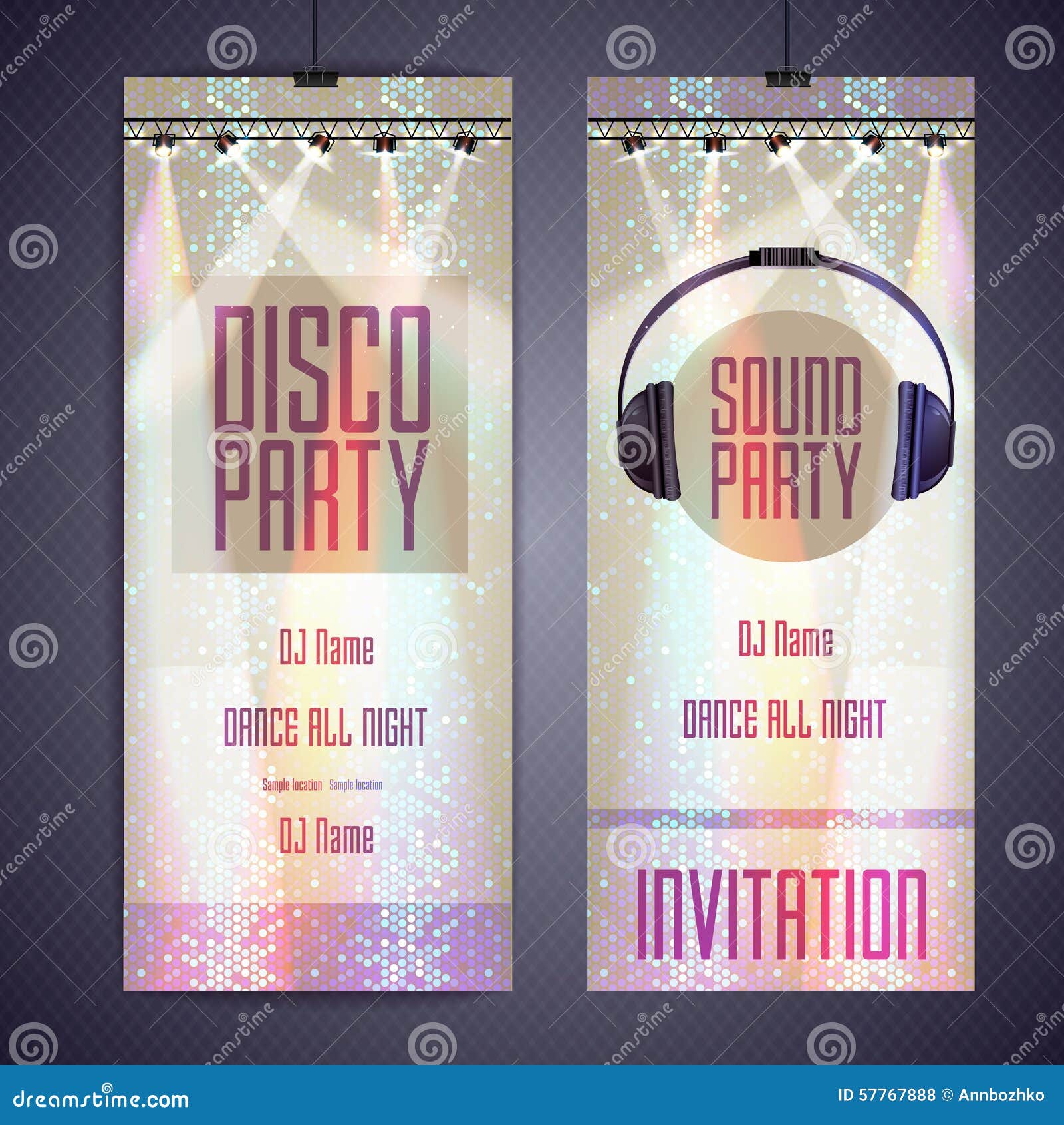 Set of Disco Background Banners. Stock Vector - Illustration of club ...