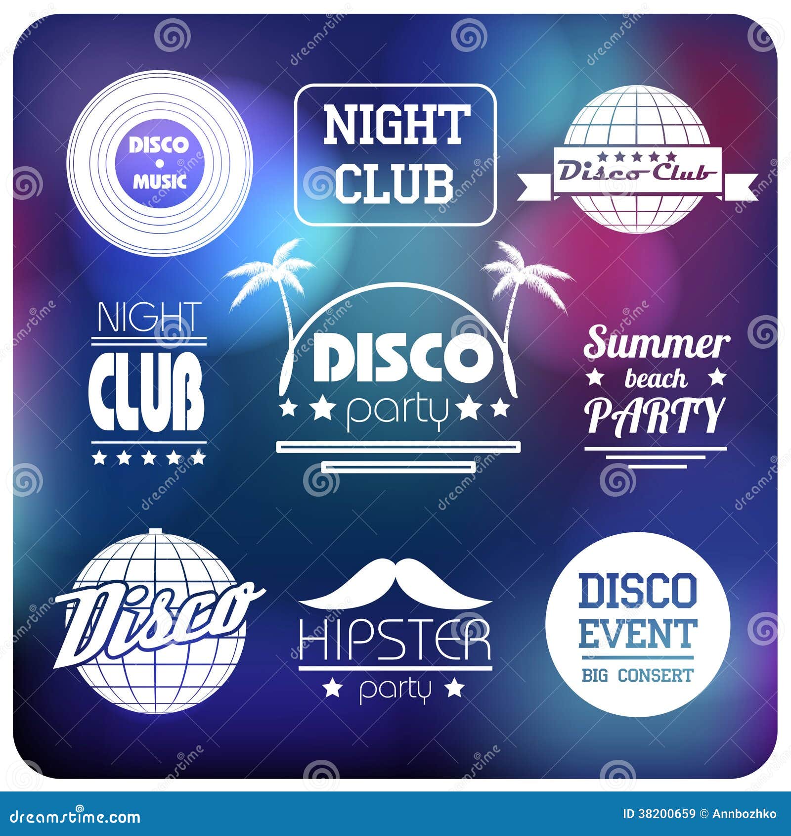 Set Of Disco Labels. Flat Design Vector Illustration | CartoonDealer ...