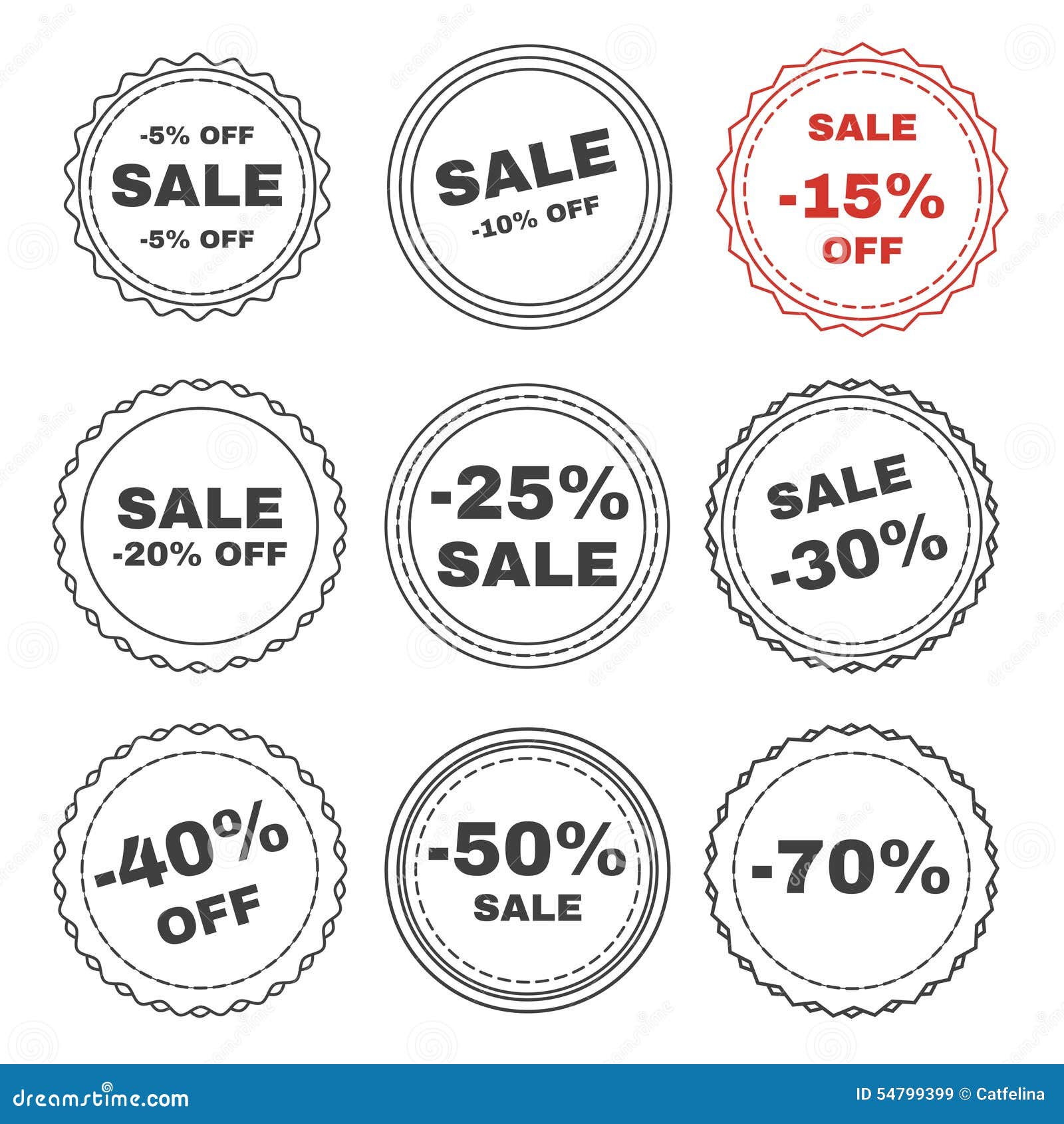 Set of Discount Black and White Line Badges. Stock Vector ...