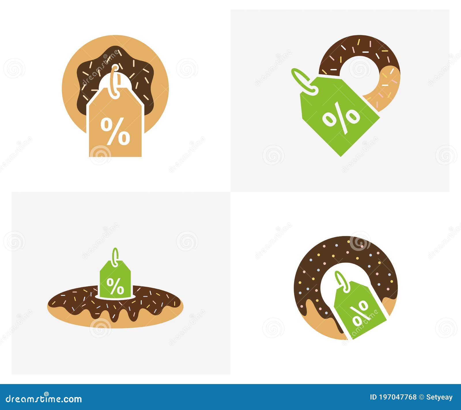 Set of Discount Donuts Logo Design Vector Template, Bakery Logo Concept ...