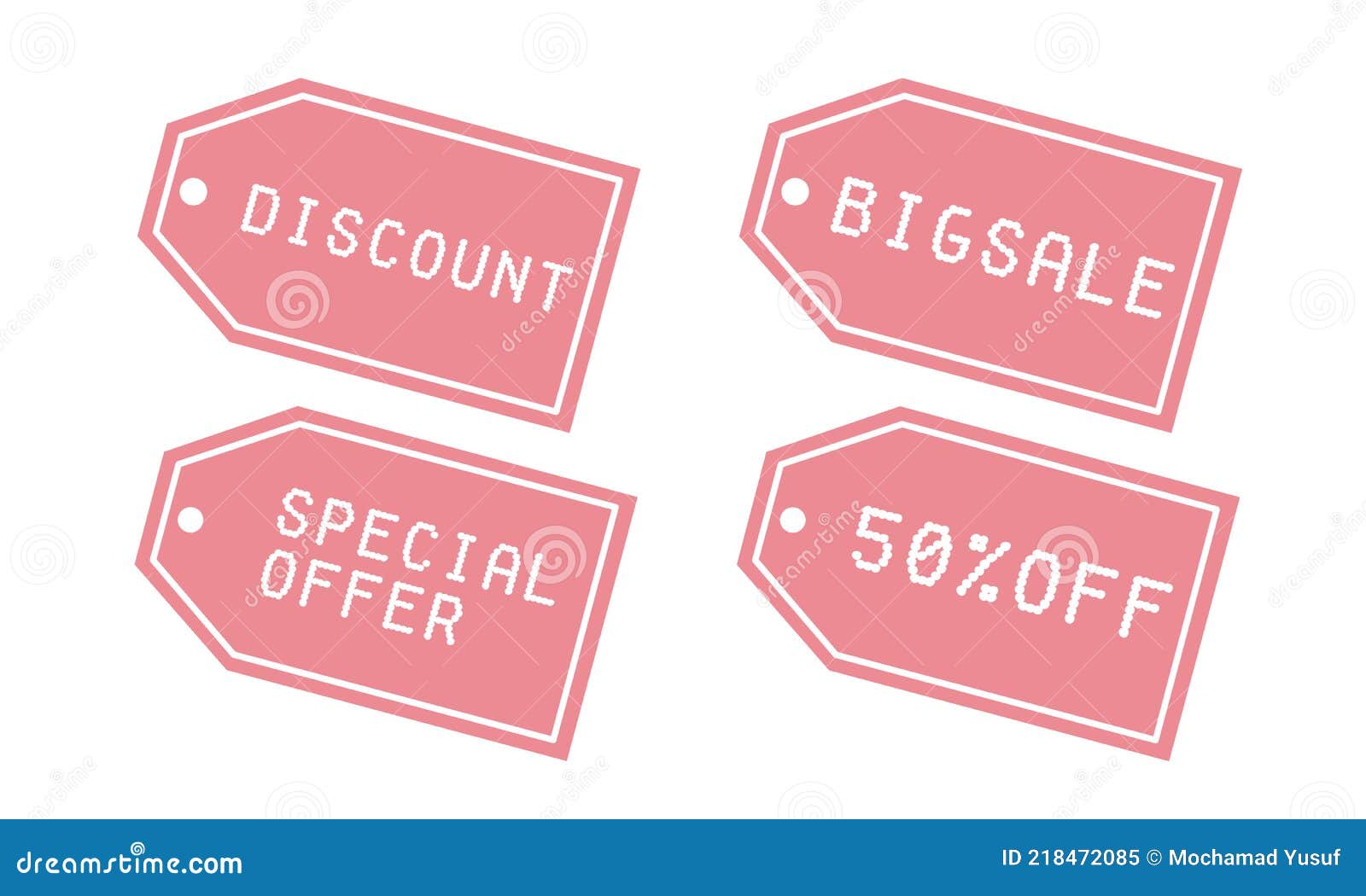 Set of Discount Label Tag in Pink Color Stock Vector - Illustration of ...