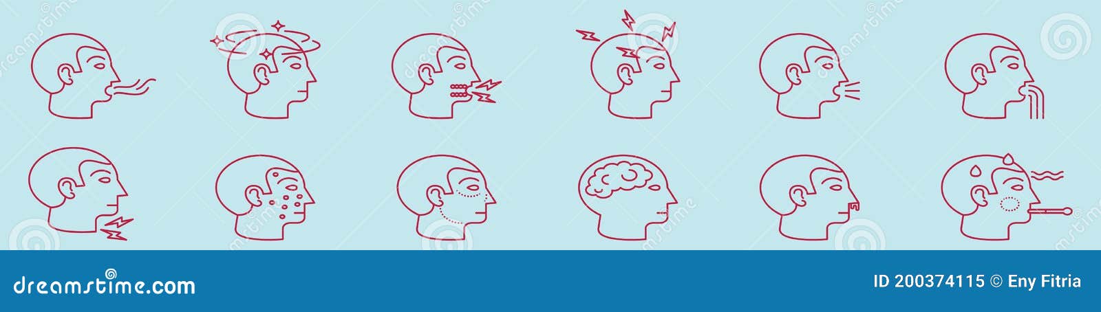 Set of Diseases and Affliction Icon Design Template with Various Models ...