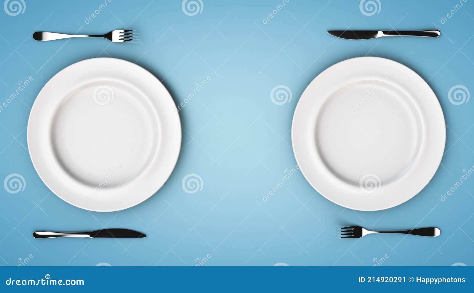 A Set of Dishes on the Table for Two. Top View Stock Image - Image of ...