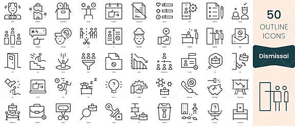 Set of Dismissal Icons. Thin Linear Style Icons Pack Stock Vector ...