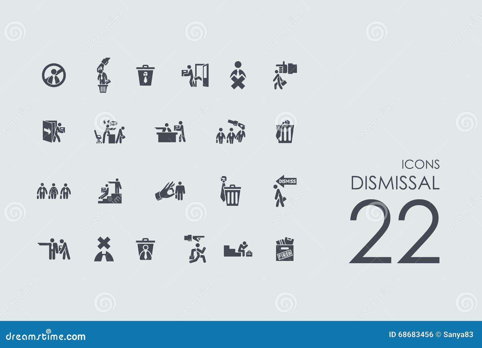Set of dismissal icons stock vector. Illustration of creative - 68683456