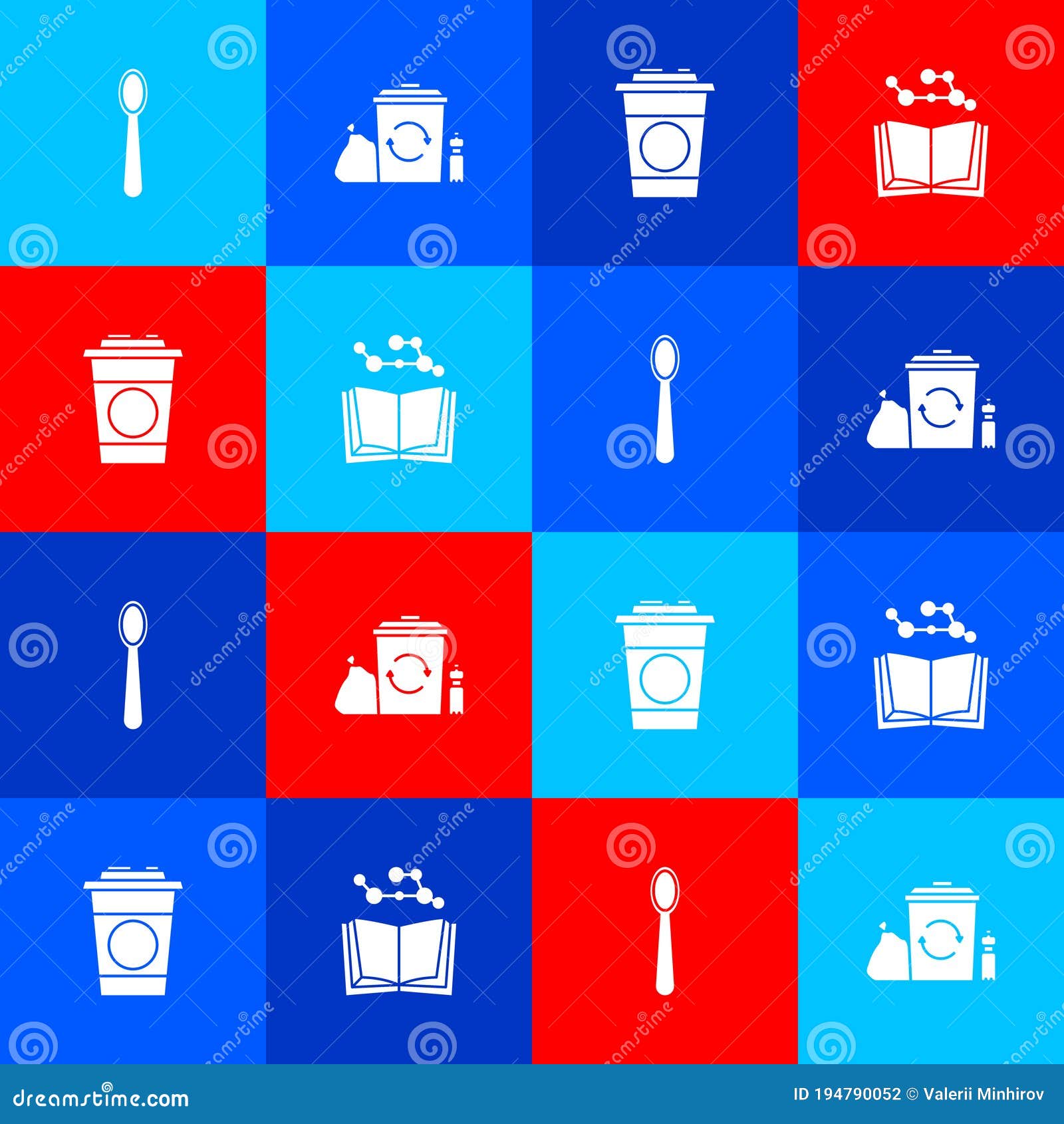 Set Disposable Plastic Spoon, Recycle Bin with Recycle, Paper Glass and ...