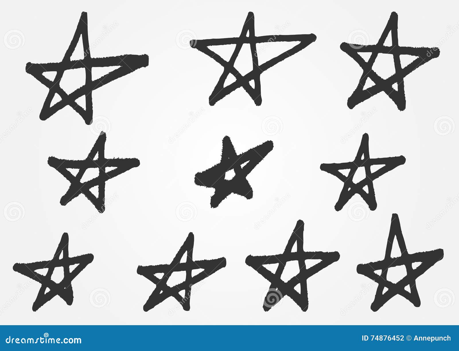 A Set of Distorted Stars from the Hand of a Rough Brush. Grunge Stock ...