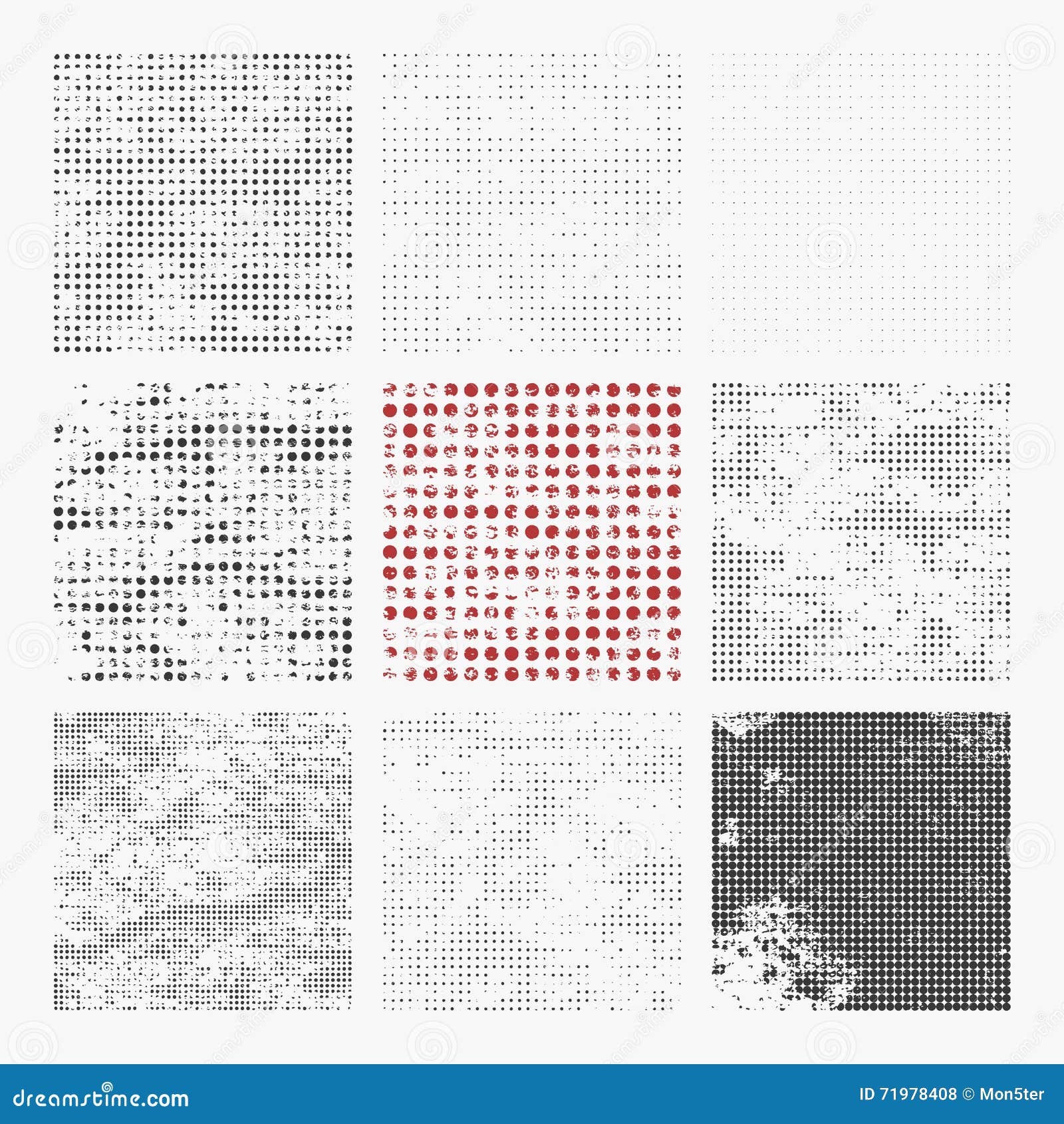 Set of Distressed Halftone Textures. Stock Vector - Illustration of ...