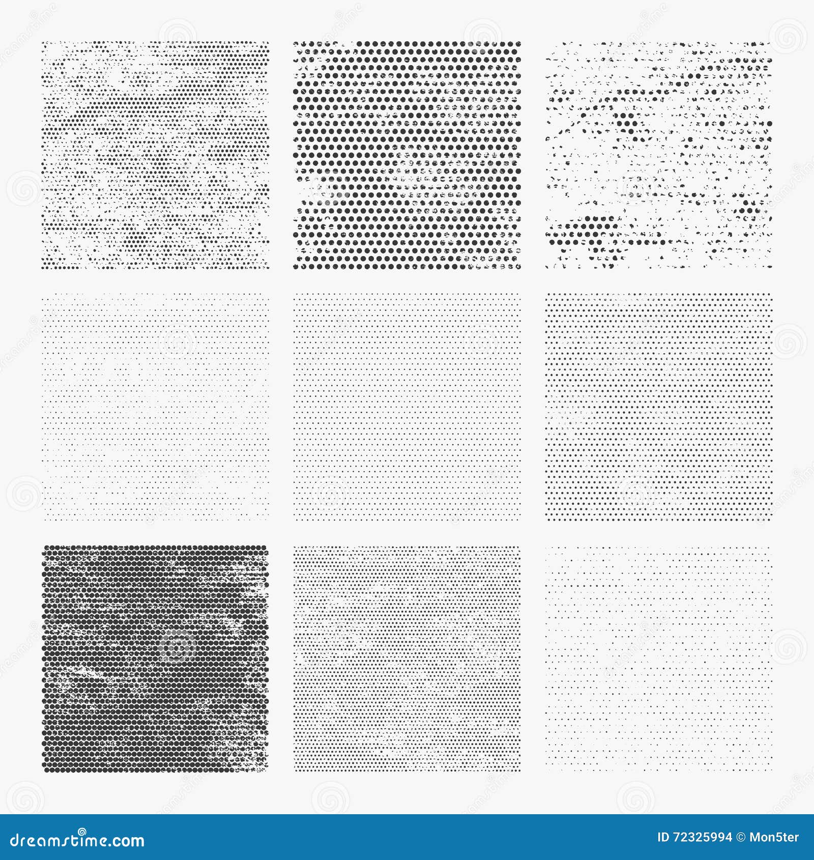 Set of Distressed Halftone Textures. Stock Vector - Illustration of ...