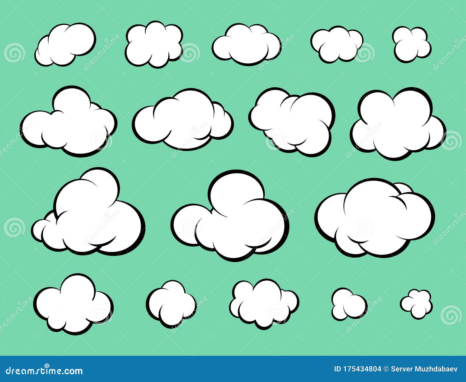 Set of Diverse Cartoon Clouds. Vector Illustration Stock Vector ...