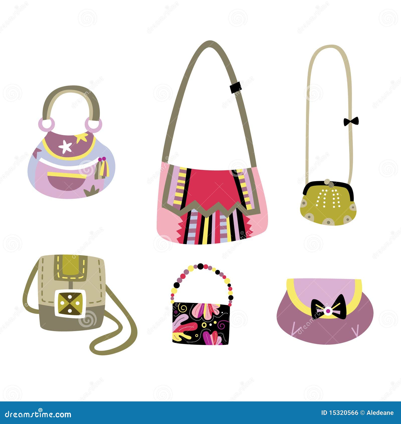 Set of diverse handbags stock vector. Illustration of cheerful - 15320566
